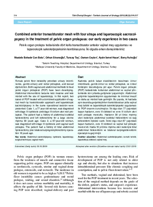 (PDF) Combined anterior transobturator mesh with four straps and ...