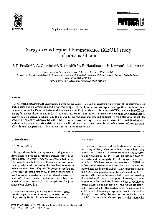 (PDF) X-ray excited optical luminescence (XEOL) study of porous silicon