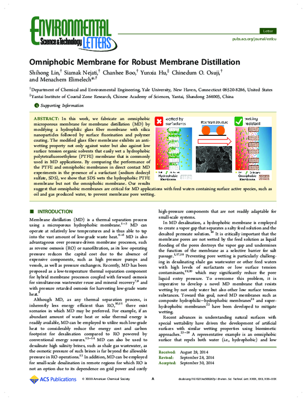 (PDF) Omniphobic Membrane for Robust Membrane Distillation