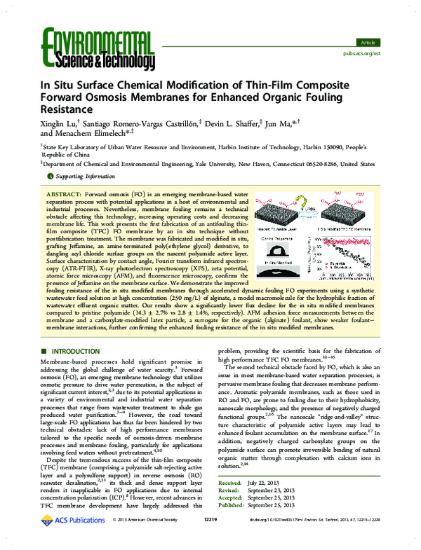 (PDF) In situ surface chemical modification of thin-film composite ...