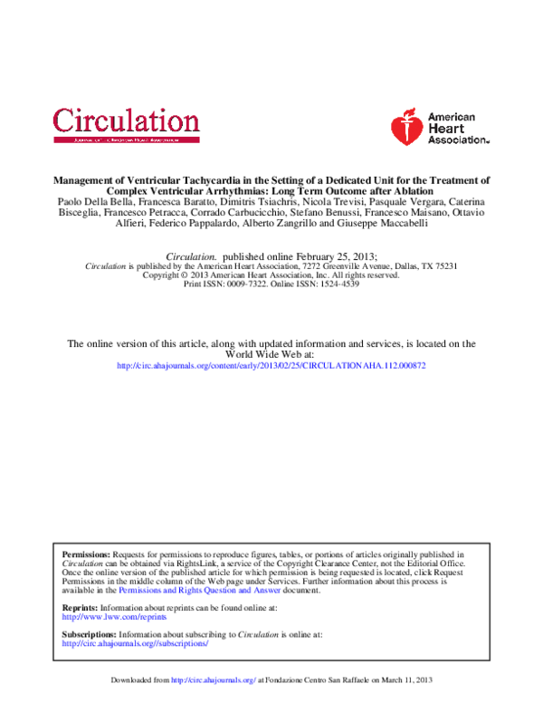 (PDF) Management of Ventricular Tachycardia in the Setting of a ...