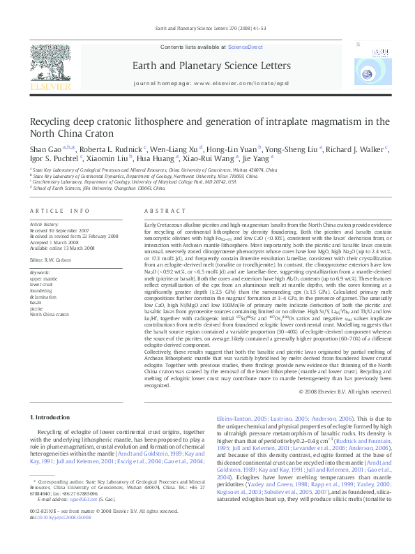 (PDF) Recycling deep cratonic lithosphere and generation of intraplate ...