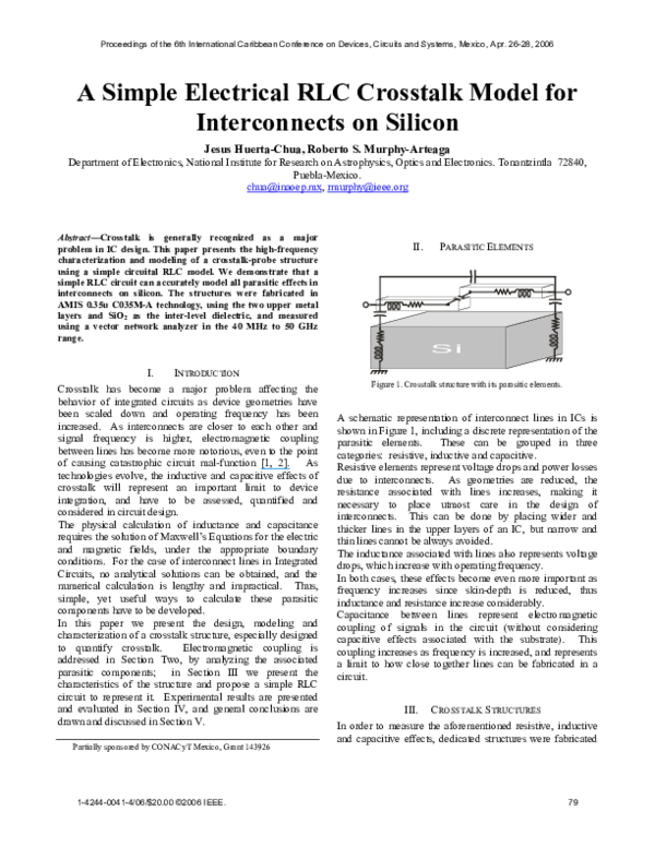 Pdf A Simple Electrical Rlc Crosstalk Model For Interconnects On Silicon