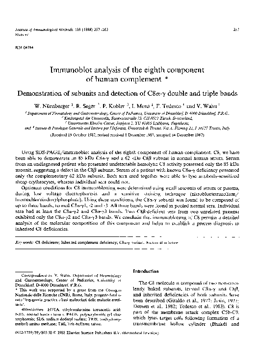 (PDF) Immunoblot analysis of the eighth component of human complement