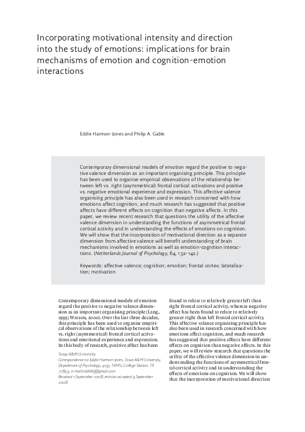 (PDF) Incorporating motivational intensity and direction into the study of emotions ...