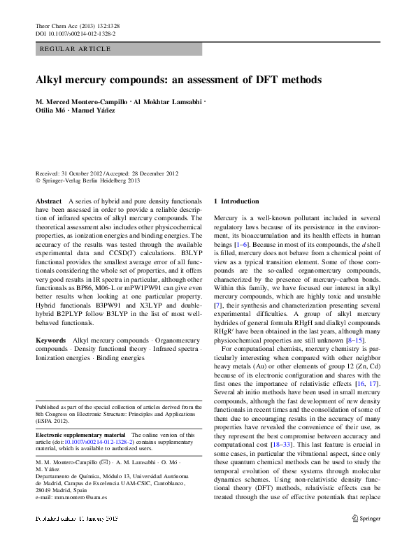 (PDF) Alkyl mercury compounds: an assessment of DFT methods