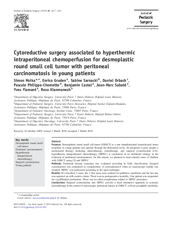 Hyperthermic Intraperitoneal Chemoperfusion