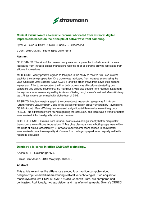 (PDF) Clinical evaluation of all-ceramic crowns fabricated from ...