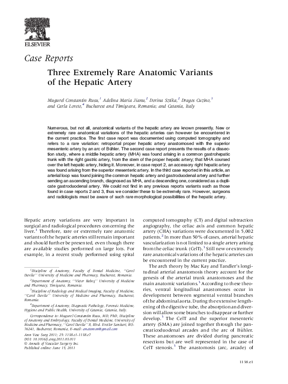 (PDF) Three Extremely Rare Anatomic Variants of the Hepatic Artery ...