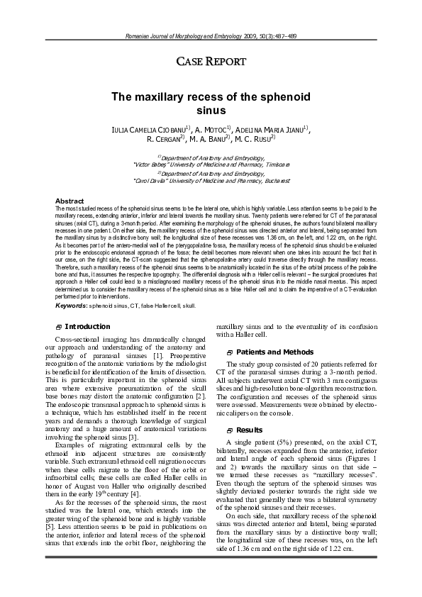 (PDF) The maxillary recess of the sphenoid sinus | Iulia Ciobanu ...