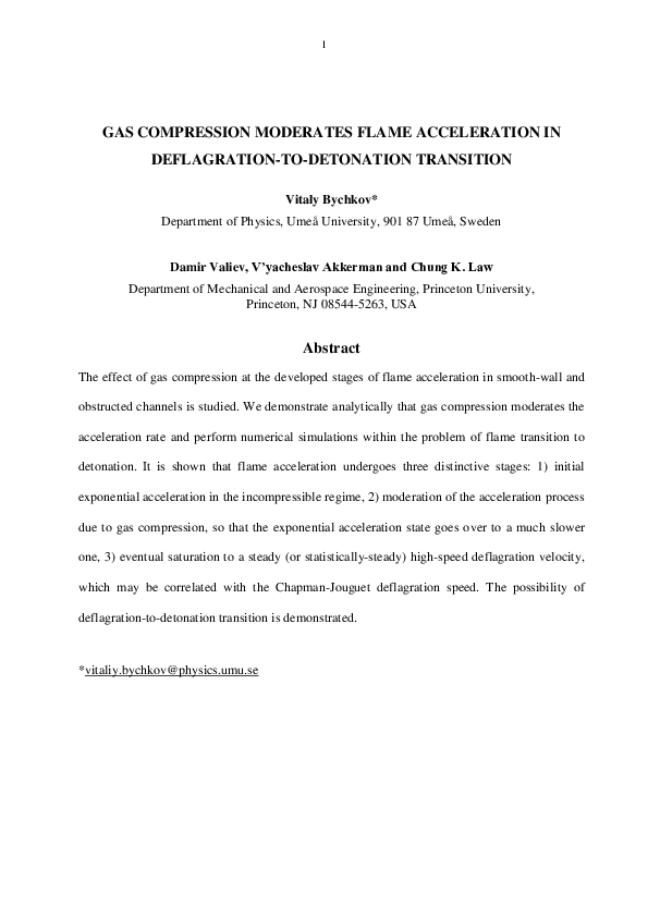 Pdf Gas Compression Moderates Flame Acceleration In Deflagration To Detonation Transition