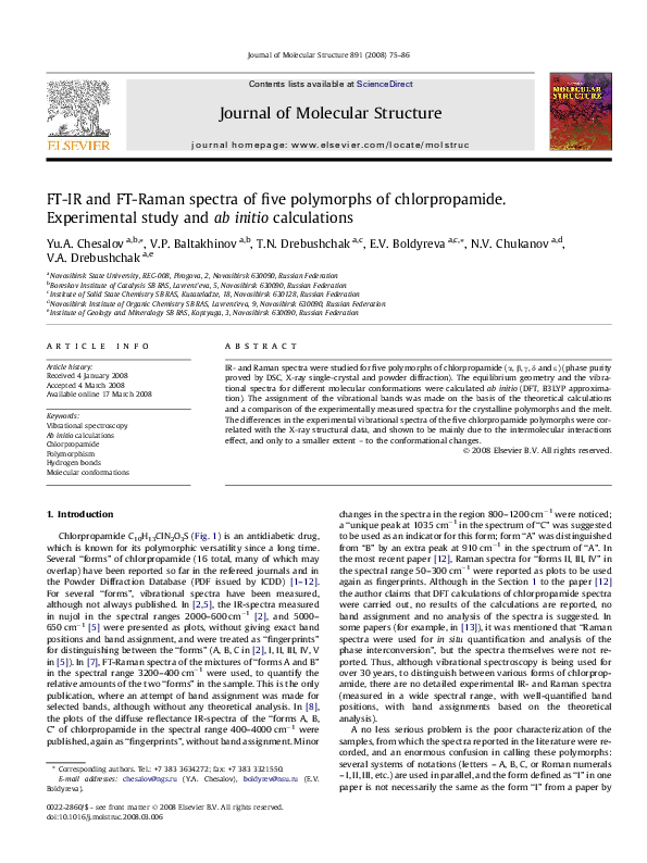 (PDF) FT-IR and FT-Raman spectra of five polymorphs of chlorpropamide. Experimental study and ab ...
