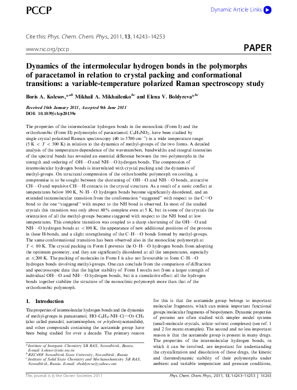 (PDF) Dynamics of the intermolecular hydrogen bonds in the polymorphs ...