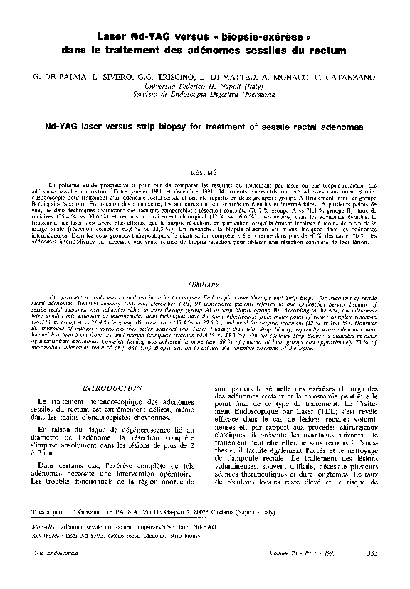 (PDF) Laser Nd-YAG versus « biopsie-exérèse » dans le traitement des ...