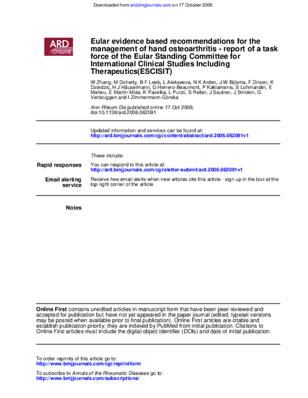 (PDF) EULAR evidence based recommendations for the management of hand ...