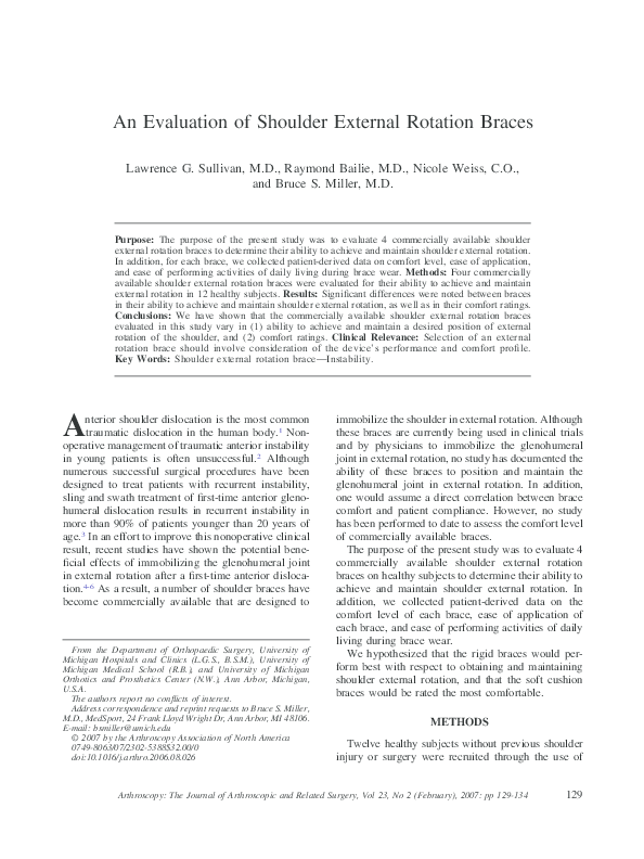 (PDF) An Evaluation of Shoulder External Rotation Braces