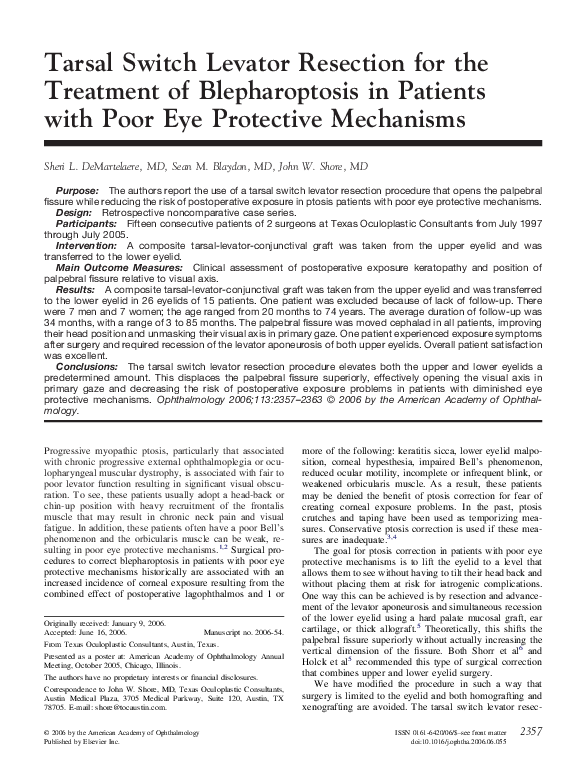 (PDF) Tarsal Switch Levator Resection for the Treatment of ...