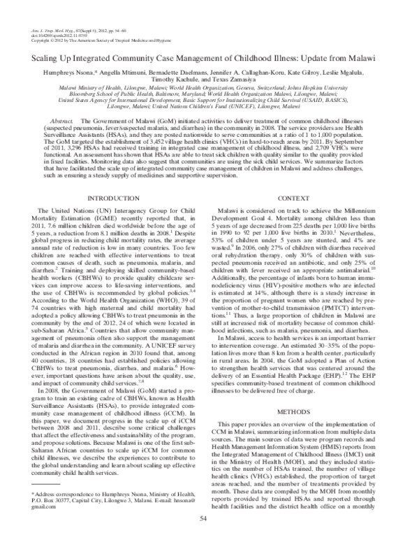 (PDF) Scaling Up Integrated Community Case Management of Childhood ...
