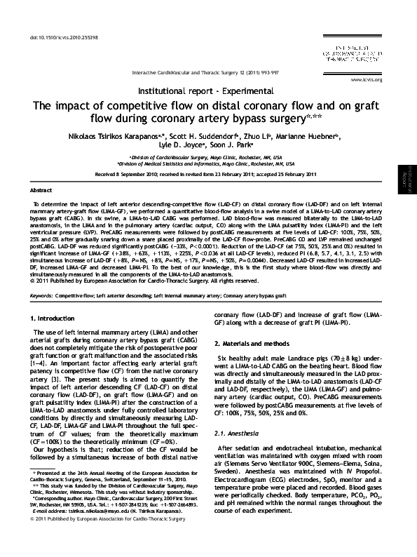 (PDF) The impact of competitive flow on distal coronary flow and on ...