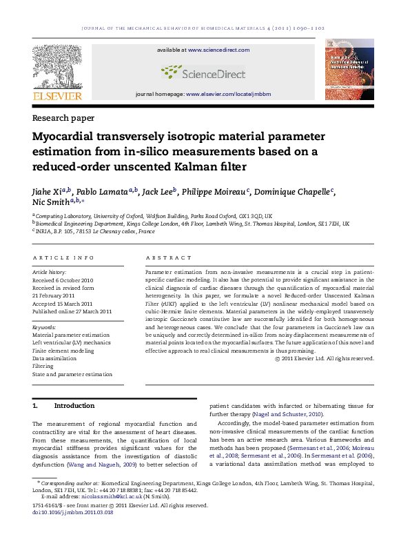(PDF) Myocardial transversely isotropic material parameter estimation from in-silico ...