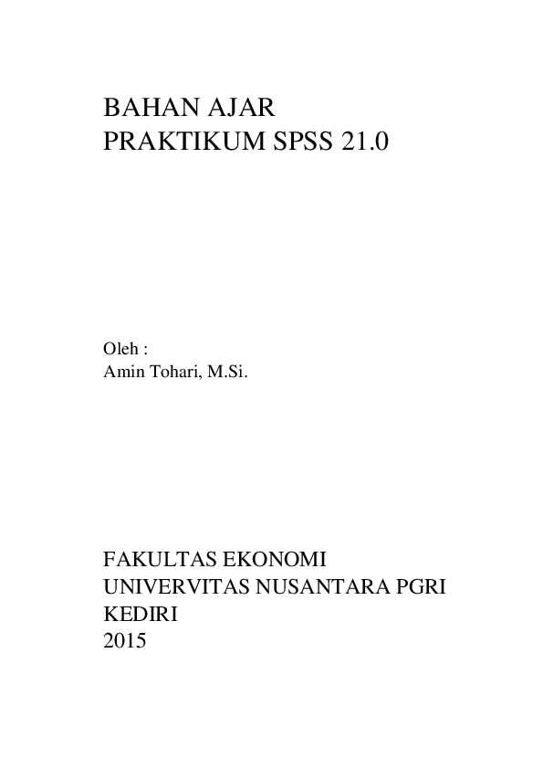 (PDF) BAHAN AJAR PRAKTIKUM SPSS 21.0