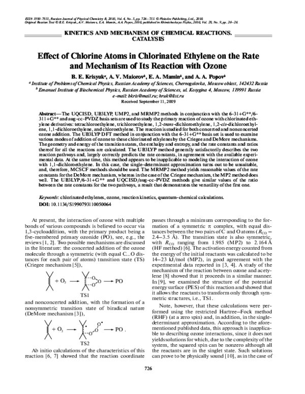 (PDF) Effect of chlorine atoms in chlorinated ethylene on the rate and ...