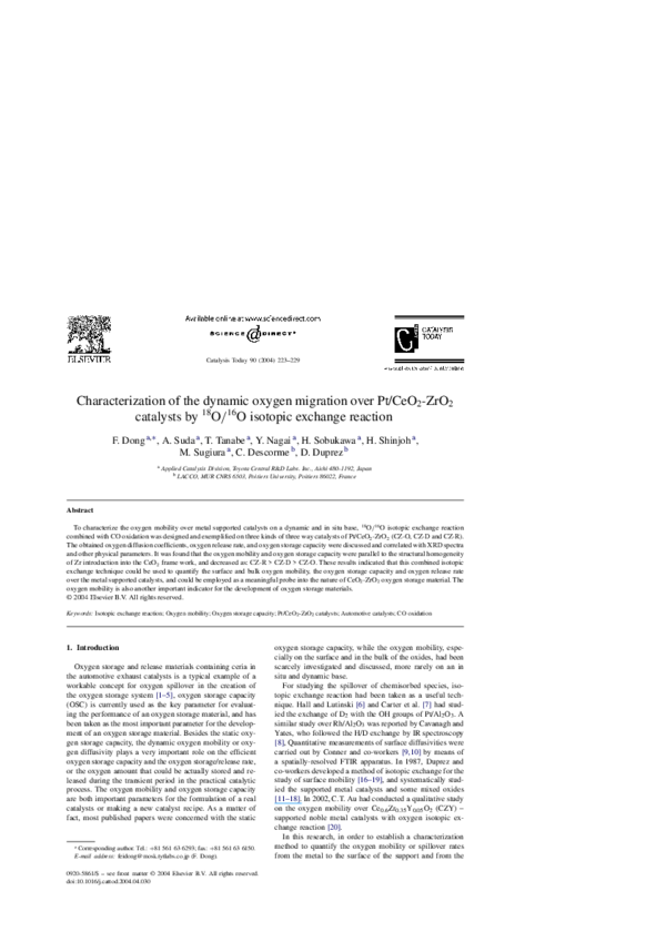 (PDF) Characterization of the dynamic oxygen migration over Pt/CeO2 ...