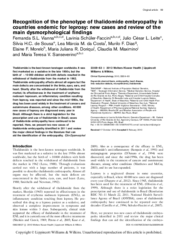 (PDF) Recognition of the phenotype of thalidomide embryopathy in ...