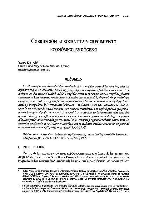 (PDF) Corrupci n burocr tica y crecimiento econ mico end geno