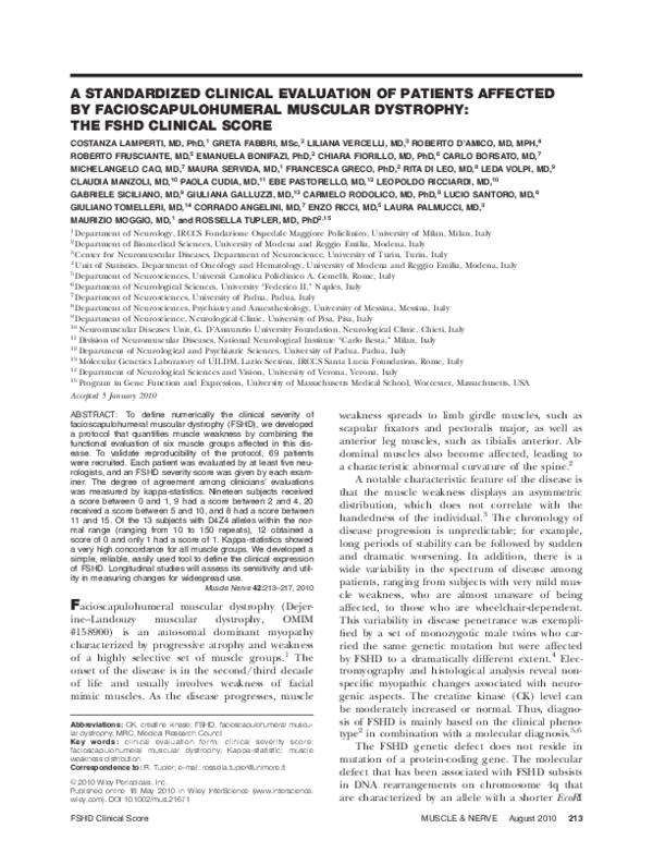 (PDF) A standardized clinical evaluation of patients affected by ...