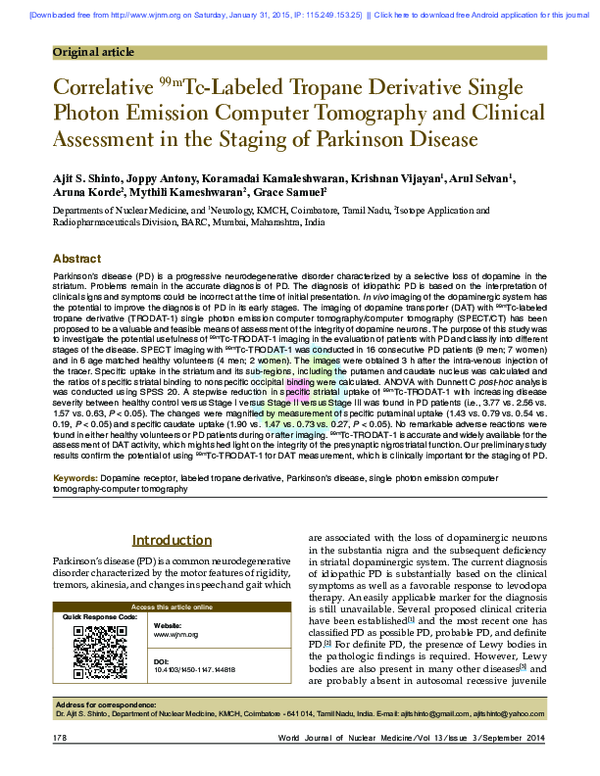 Correlative 99m Tc-labeled tropane derivative single photon emission ...