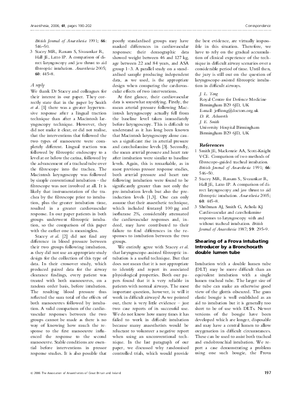 (PDF) Shearing of a Frova Intubating Introducer by a Bronchocath double ...