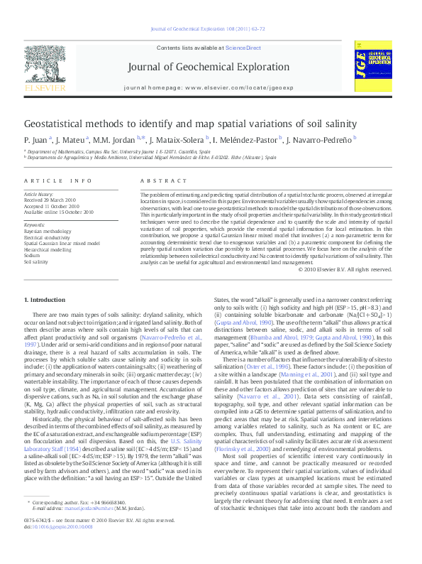 Pdf Geostatistical Methods To Identify And Map Spatial Variations Of