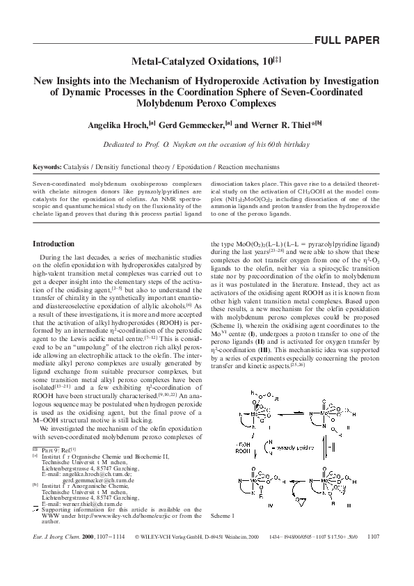 (PDF) New Insights into the Mechanism of Hydroperoxide Activation by ...