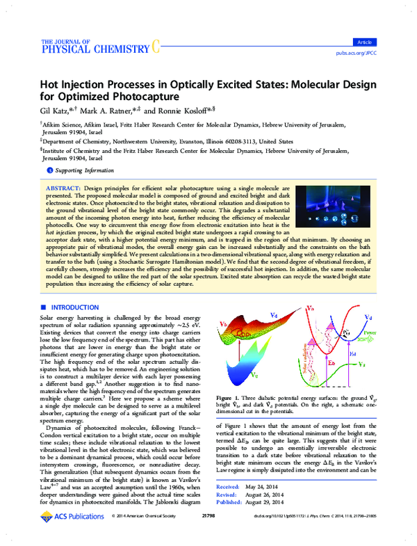 (PDF) Hot Injection Processes in Optically Excited States: Molecular ...