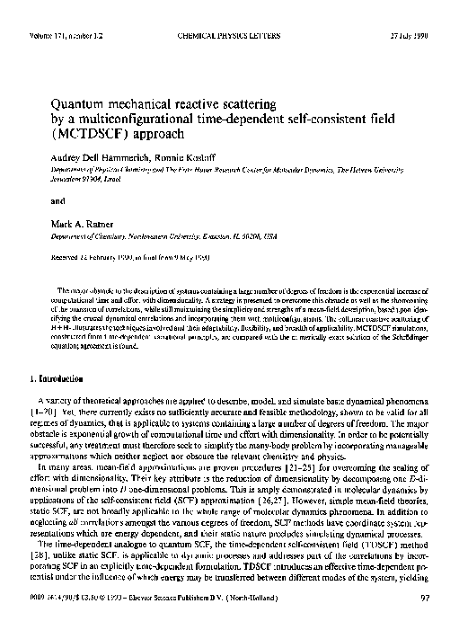 (PDF) Quantum mechanical reactive scattering by a multiconfigurational time-dependent self ...