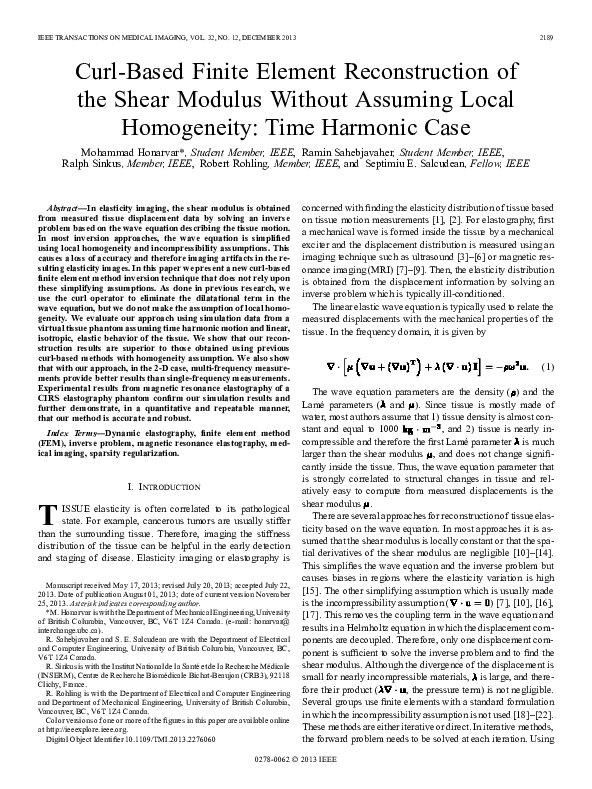 (PDF) Curl-Based Finite Element Reconstruction of the Shear Modulus Without Assuming Local ...