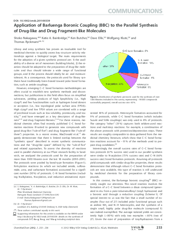 (PDF) Application of Barluenga Boronic Coupling (BBC) to the Parallel ...