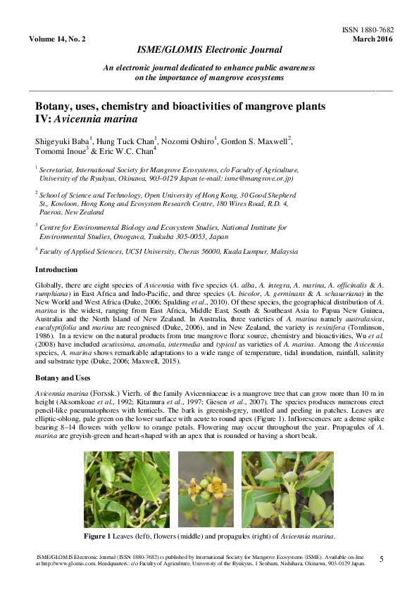 (PDF) Botany, uses, chemistry and bioactivities of mangrove plants IV ...