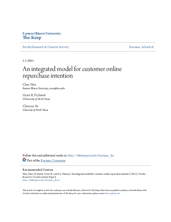 (PDF) An integrated model for customer online repurchase intention AN ...