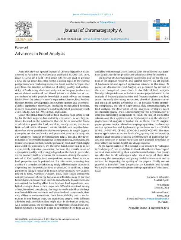 (PDF) Advances in Food Analysis