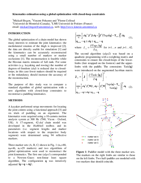 (PDF) Kinematics estimation using a global optimization with closed-loop constraints