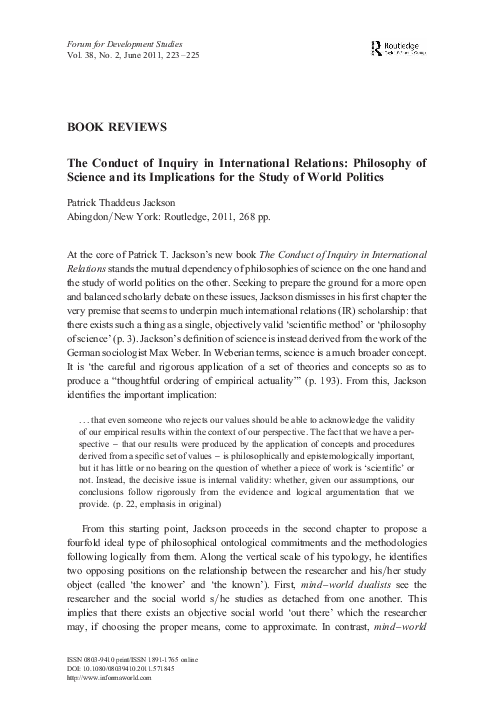 (PDF) Book Review: The Conduct of Inquiry in International Relations ...