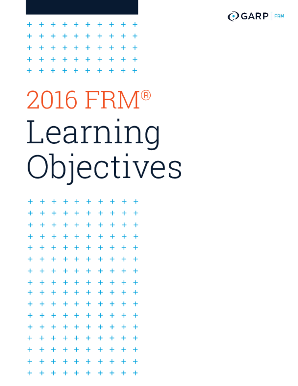 (PDF) 2016 FRM ® Learning Objectives