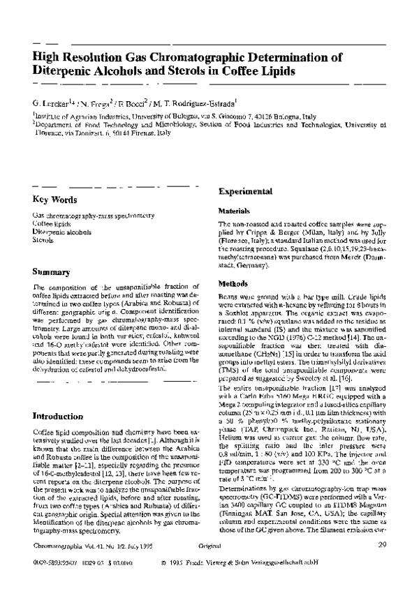 (PDF) High resolution gas chromatographic determination of diterpenic ...