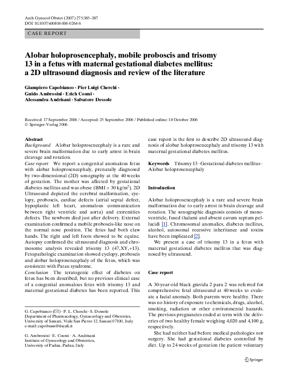 (PDF) Holoprosencephaly, proboscis and anophthalmia in a foetus with ...