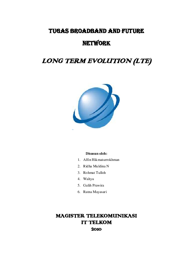 (PDF) TUGAS BROADBAND AND FUTURE NETWORK LONG TERM EVOLUTION (LTE) | alfin hikmaturokhman ...