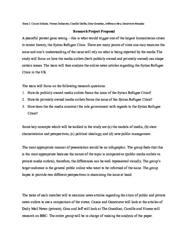 (PDF) Team Project Proposal Outline