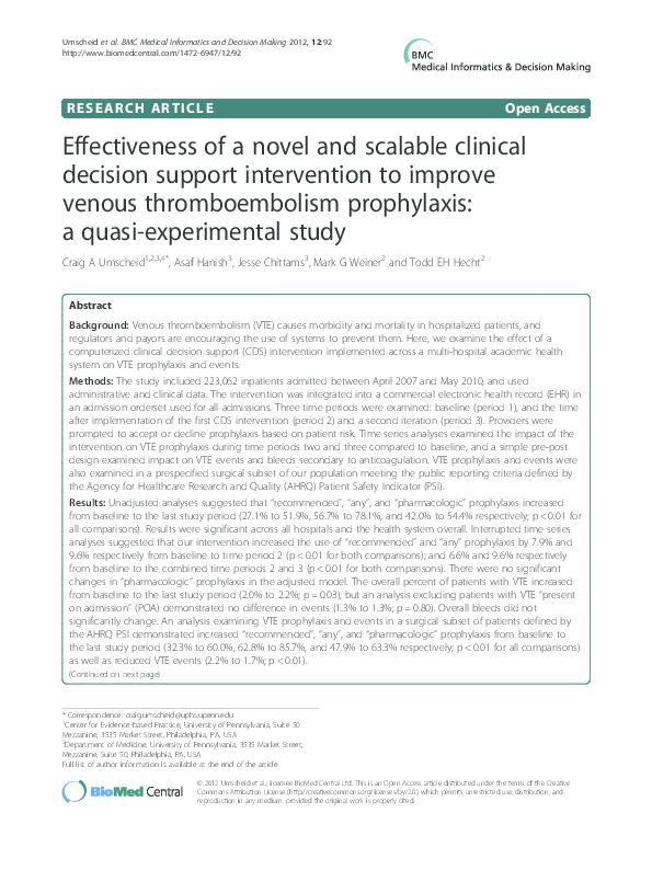 (PDF) Effectiveness of a novel and scalable clinical decision support ...