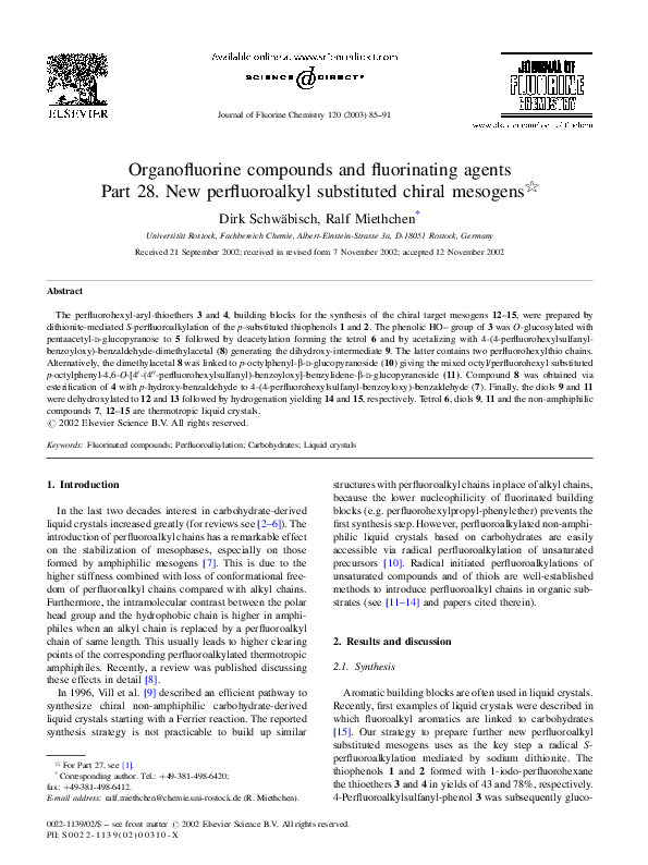 (PDF) Organofluorine compounds and fluorinating agents